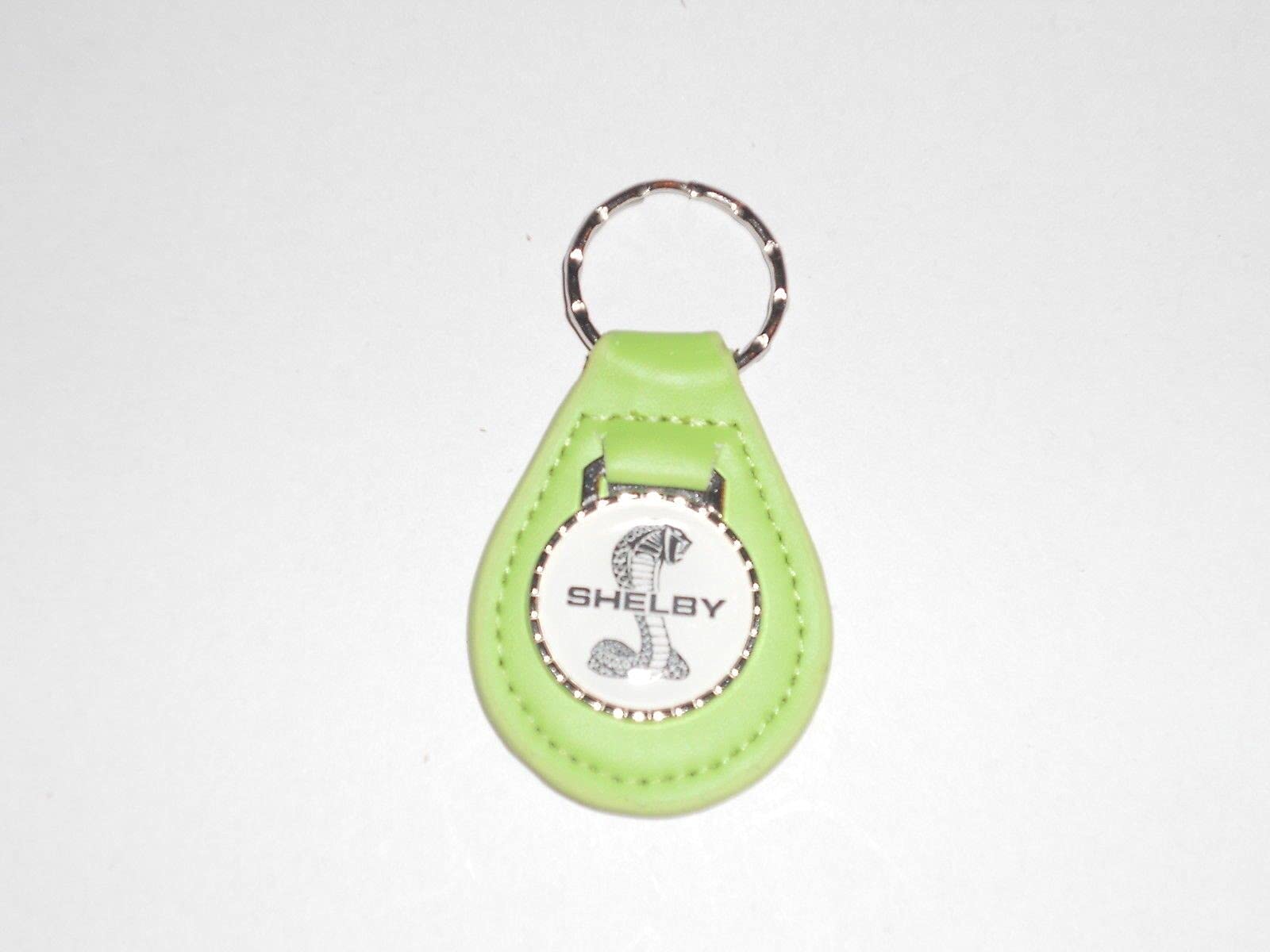 VINTAGE SHELBY GT-350 GT-500 COBRA SNAKE LEATHER KEYCHAIN - BRIGHT GREEN