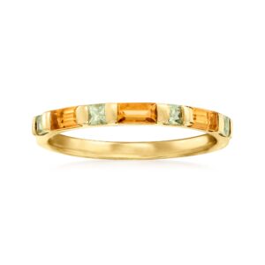 ross-simons 0.30 ct. t.w. citrine and .20 ct. t.w. peridot ring in 14kt yellow gold. size 8