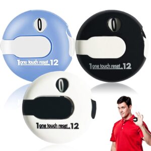 amy sport golf score counter stroke one touch reset up to 12 shots 3 pack portable mini attachment counters clicker clip to golfers glove bag hat (3 pack-black&white&blue mini counter)