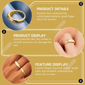 Happyyami Gold Plated Rings Gold Plated Rings Chunky Dome Ring 18K Gold Plated Ring Cubic Zirconia Inlay Gold Star Thick Rings Golden Statement Ring for Women Girls M Labret Jewelry Labret Jewelry