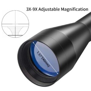 Beileshi 3-9x40 Optical Rifle Scopes with Rangefinder Reticle 20mm Mounts