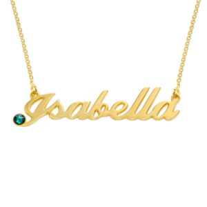 myka - personalized gold vermeil name necklace with birthstone