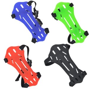 4 pack archery armguard adjustable 2 straps buckles forearm protector for kids & youth recurve bows longbow hunting archers(black, blue, red, green)