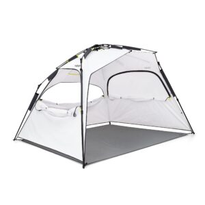 veer family basecamp recreational pop-up tent | premium trail rated beach tent or camp shelter for adults and kids | water resistant upf50 protective coating | portable with easy set up and take down