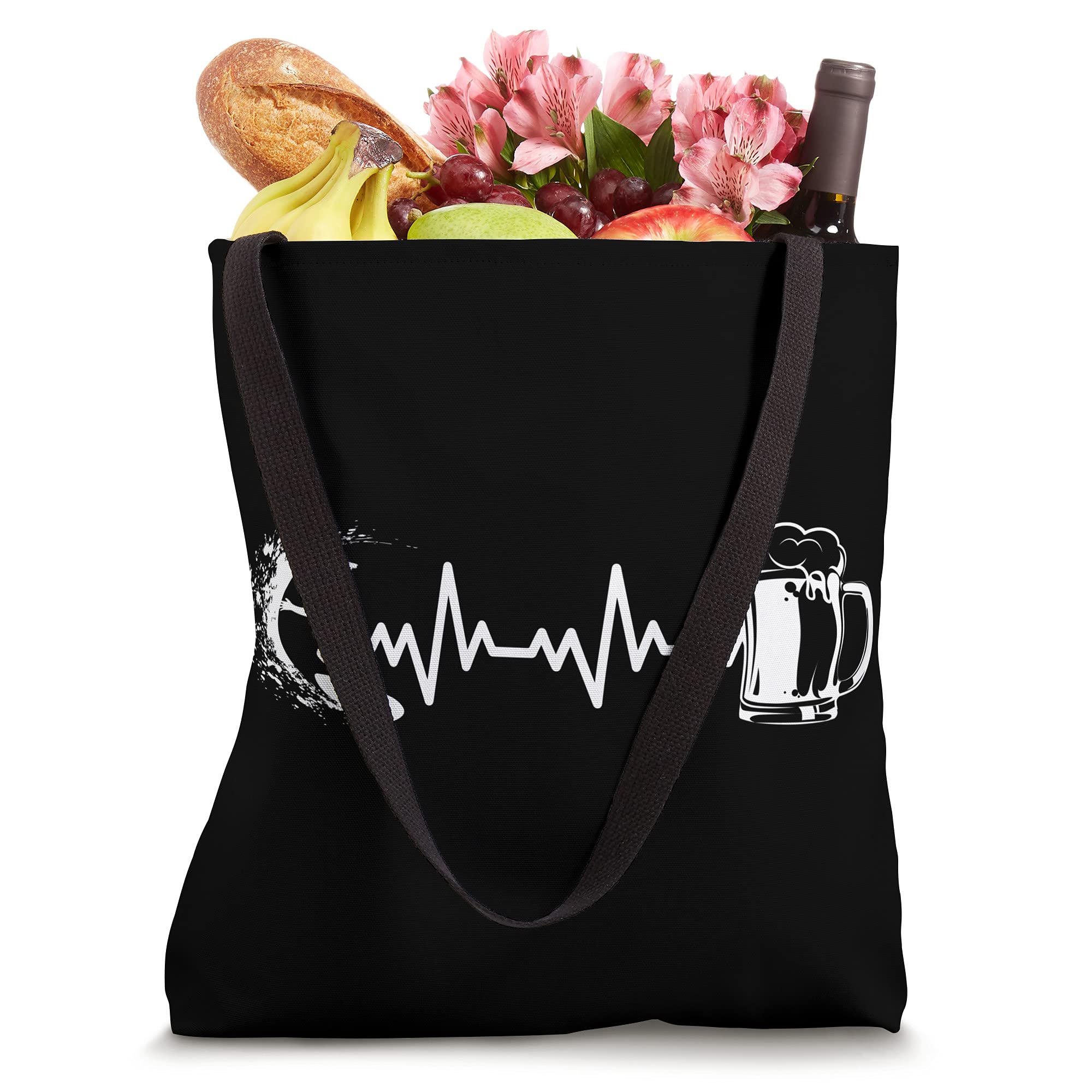 Surfing - Heartbeat EKG Surfboard Beach Ocean Waves Surfer Tote Bag