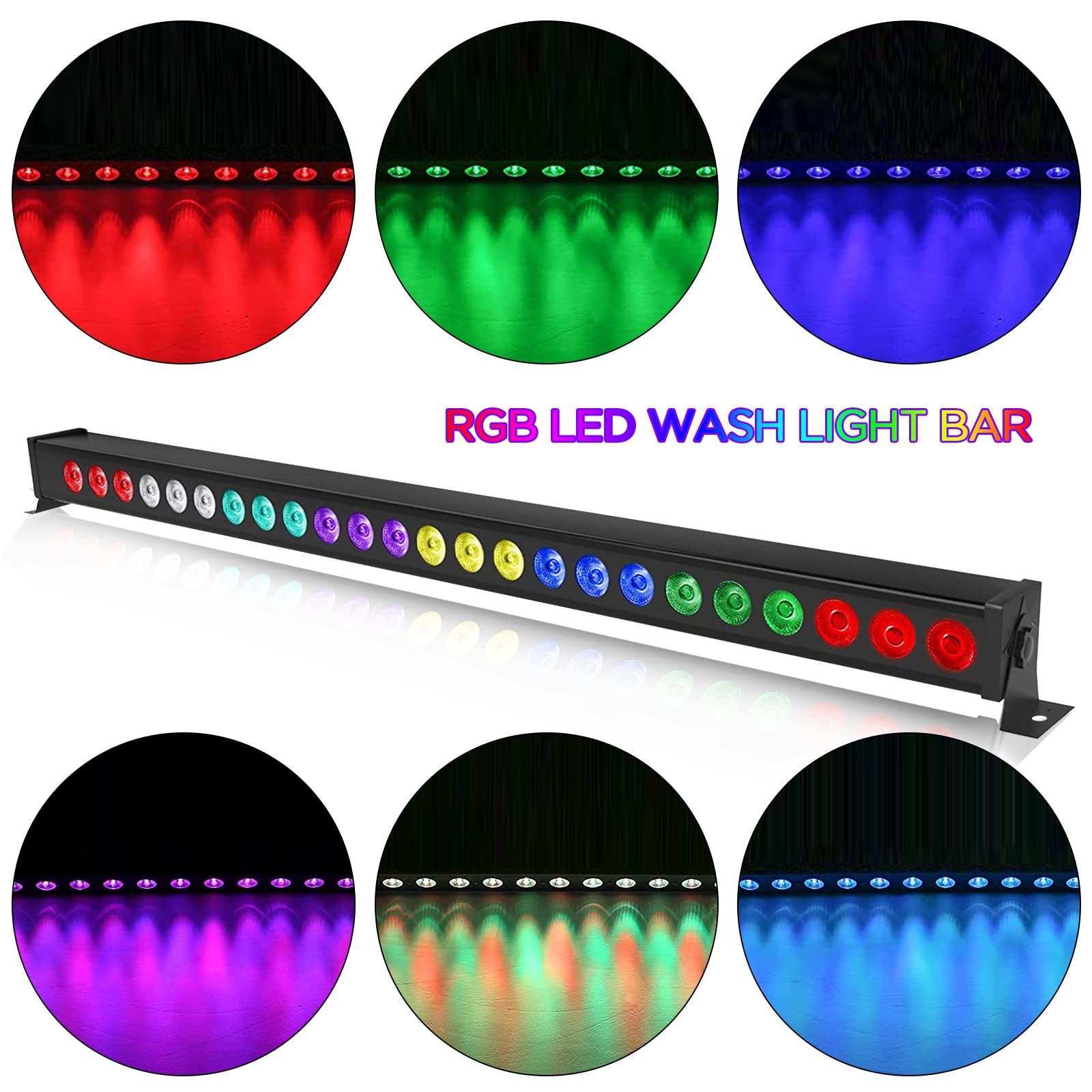 Stage Light Bar, 72W 24LEDs RGB Dj Lights Bar, 3 in 1 Wash Light Bar, Wall Washer Light with DMX Control AutoPlay Sound Activated for New Year Valentine's Day Wedding Church Stage Lighting (40 Inches)