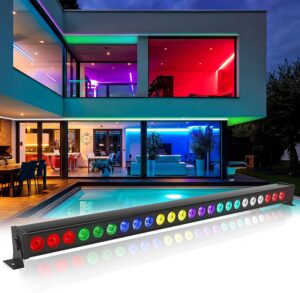 stage light bar, 72w 24leds rgb dj lights bar, 3 in 1 wash light bar, wall washer light with dmx control autoplay sound activated for new year valentine's day wedding church stage lighting (40 inches)