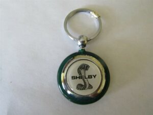 vintage shelby gt-350 gt-500 cobra snake round plastic keychain - green