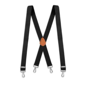 yesbeeno Suspenders for Men Heavy Duty X-Black,Suspenders Wide Adjustable,Men's Suspenders Black with 4 Snap Hooks,hook suspenders for men