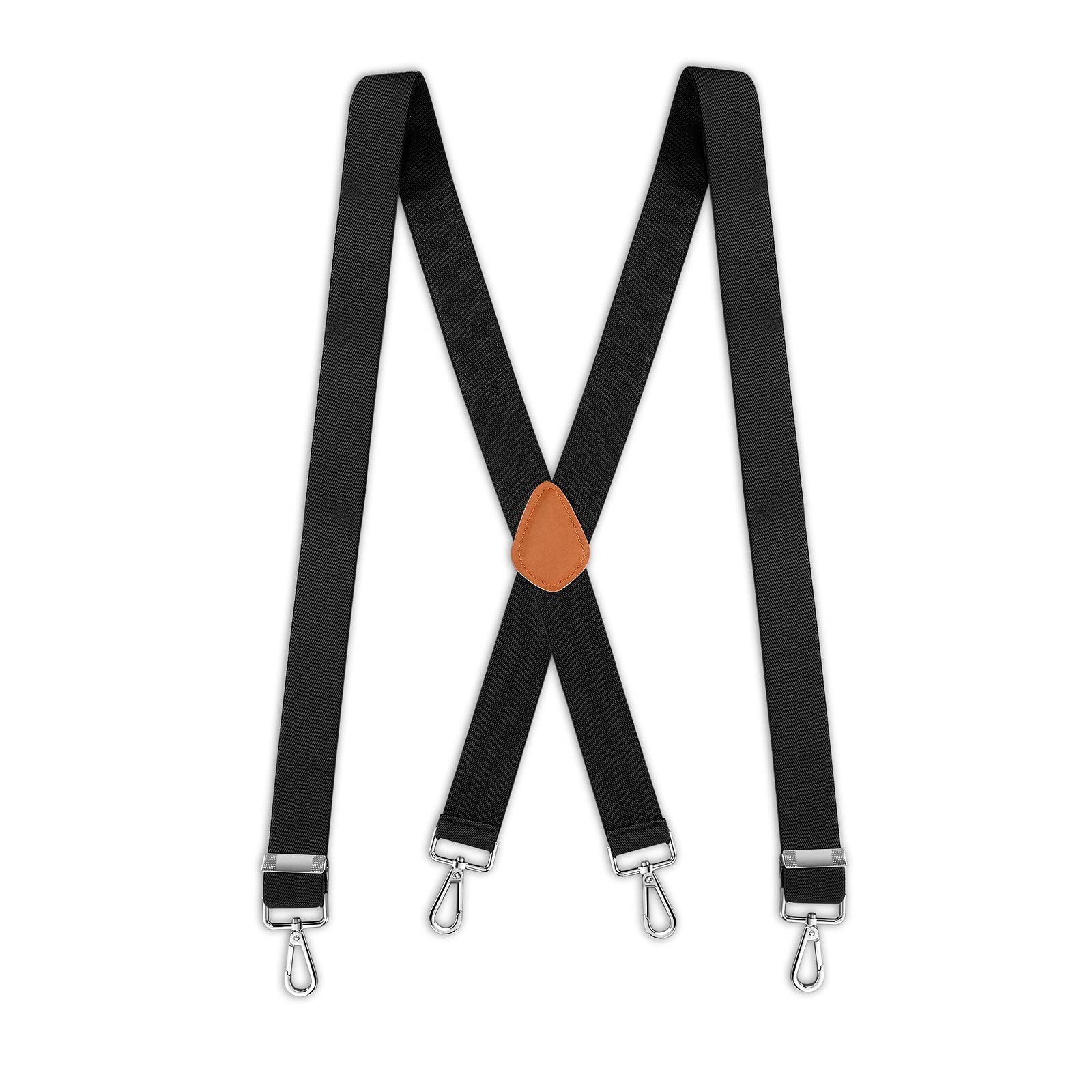 yesbeeno Suspenders for Men Heavy Duty X-Black,Suspenders Wide Adjustable,Men's Suspenders Black with 4 Snap Hooks,hook suspenders for men