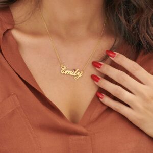 MYKA - Personalized Gold Vermeil Name Necklace with Birthstone