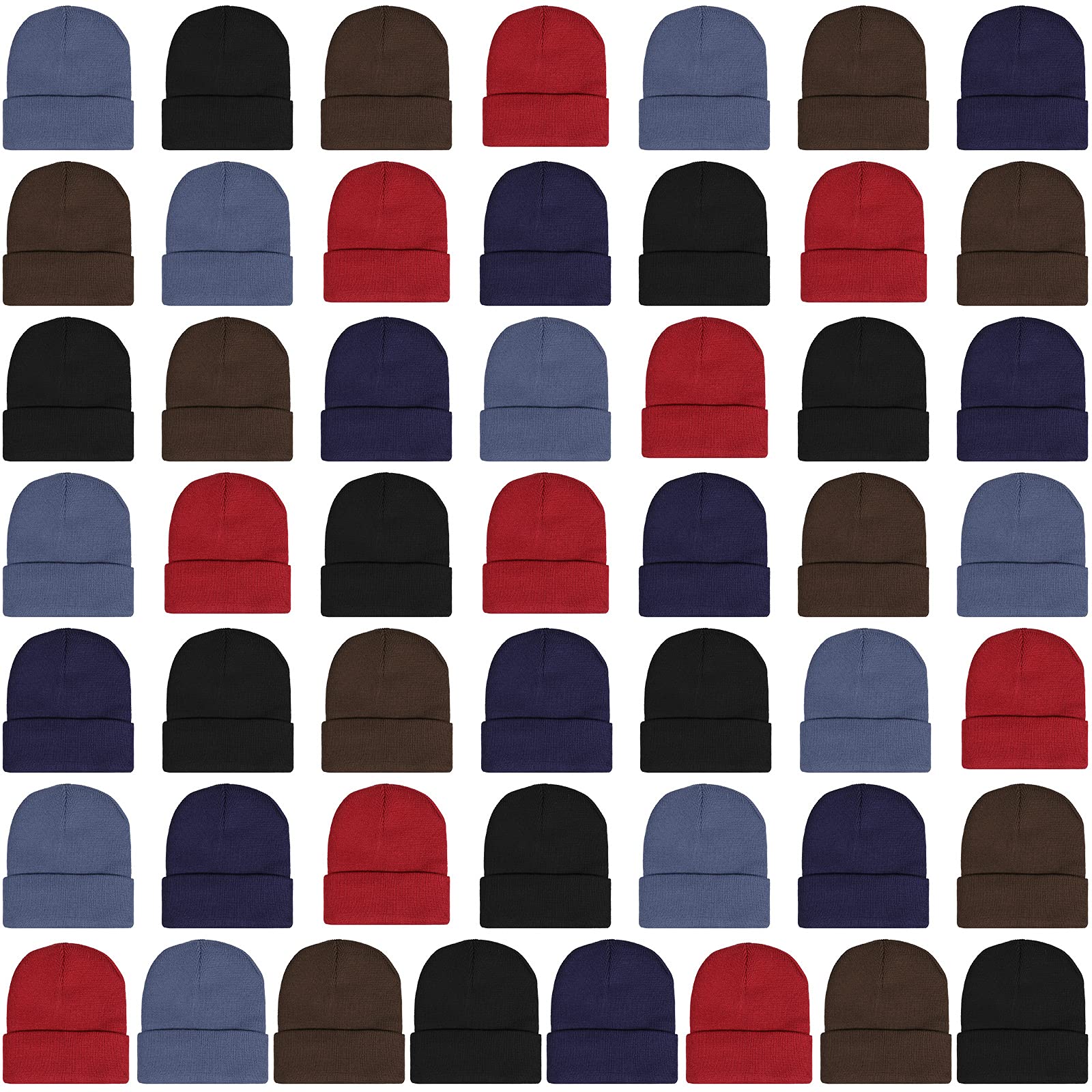 SATINIOR 50 Pieces Bulk Beanies Winter Hats Unisex Beanie Hats Knit Hats Knit Skull Caps Cold Weather Stocking Caps for Women Men