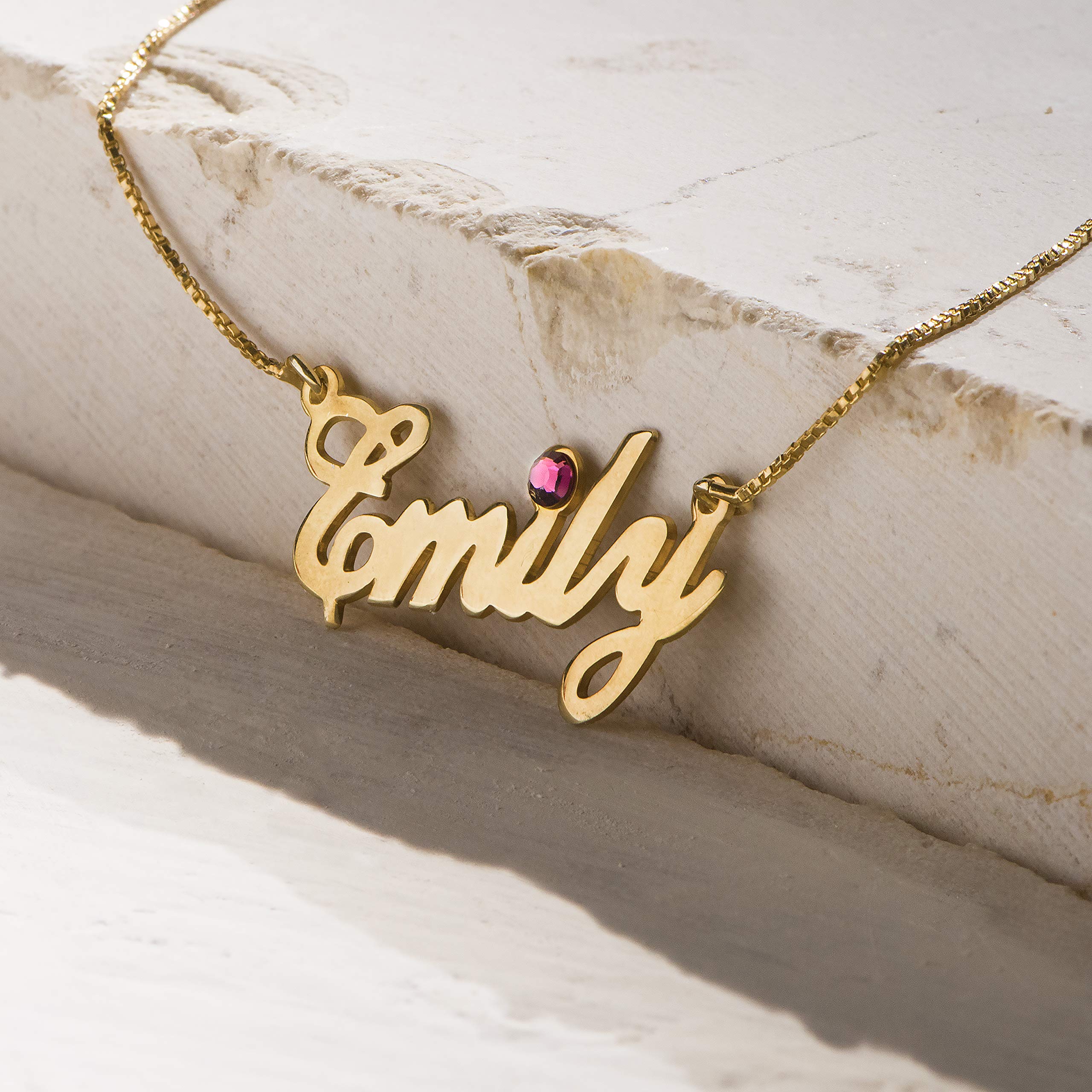 MYKA - Personalized Gold Vermeil Name Necklace with Birthstone