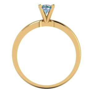 Clara Pucci 0.50 ct Round Cut Solitaire Stunning Blue Moissanite Bridal Designer Anniversary Engagement Ring in 14k Yellow Gold SZ 8.5