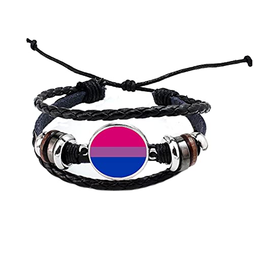 Gxoloa Bisexual Pride Bracelet, Bisexual Bangle, Bisexual Jewelry, Bisexual Gifts, Bisexual Pride Flag, Bi Pride Pink Purple Blue Bangle Bi Flag,N185, Silver,Bronze, 20mm