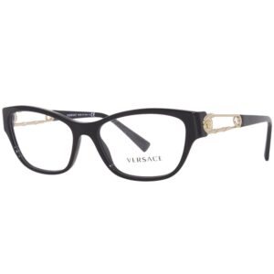 versace ve 3288 gb1 rectangle plastic black eyeglasses with demo lens