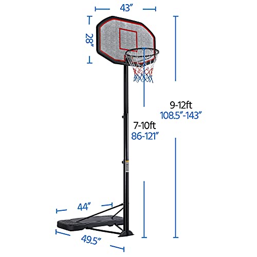 Yaheetech Basketball Hoop Indoor Portable Basketball Hoop Basketball Goals Outdoor 10 ft Height Adjustable Basketball Net Stand with 43 inch Basketball Backboard