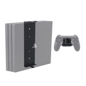 hideit mounts 4p pro bundle, wall mounts for ps4 pro and controller, steel wall mounts for playstation 4 pro and one rubber dipped controller mount