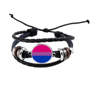 gxoloa bisexual pride bracelet, bisexual bangle, bisexual jewelry, bisexual gifts, bisexual pride flag, bi pride pink purple blue bangle bi flag,n185, silver,bronze, 20mm