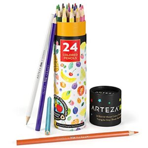 arteza 24 scented pencils for kids, pre-sharpened color pencils for kids, triangular shape smelly pencils for kids