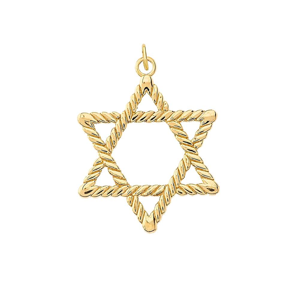 Takar 10k Solid Gold Star Of David Pendant in Rope-Style, Jewish Star Charm, Star Of David Pendant For Men And Women, Elegant Jewish Religious Gifts Made In USA.