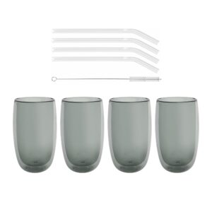 zwilling sorrento latte glass set, 11.8 oz, smoke