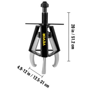 VEVOR 3 Gear Jaw Puller, 20 Ton/44080 LBS Capacity Manual Puller, 19" - 24.5" Spread Reach and 4.9" - 12" Spread Range, 20" Lead Screw Length Gear Removal Tools For Slide Gears, Pulleys, and Flywheels