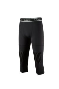 leao youth boys 3/4 basketball compression pants with knee pads qucik dry capri compression leggings sports tights black medium