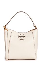 tory burch women's small mcgraw bucket bag, brie, off white, one size