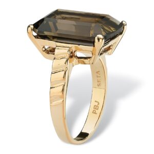 PalmBeach Yellow Gold-plated Emerald Cut Genuine Smoky Quartz Ring Sizes 5-10 Size 7