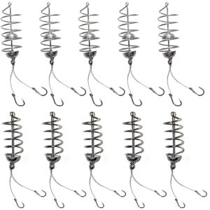 Elfishes 10pcs Carp Spring Bait Fishing Feeder Set Fishing Hooks Rig #4 #6 Coarse Terminal Tackle, Silver, 15g 25g