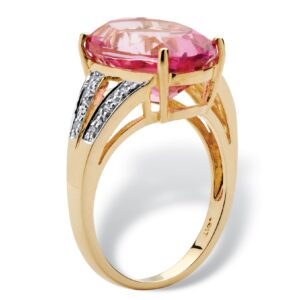 PalmBeach 10K Yellow Gold Oval Shaped Genuine Pink Topaz and Diamond Accent Ring Sizes 5-10 Size 7