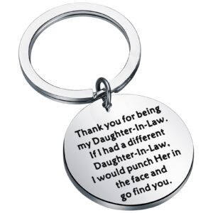 bekech funny daughter in law wedding gift thank you for being my daughter in law dil keychain from parents in law bonus daughter jewelry for her (silver)