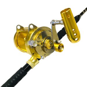 EatMyTackle 50 Wide 2 Speed Fishing Reel with 100-120 Pound Tournament Rod