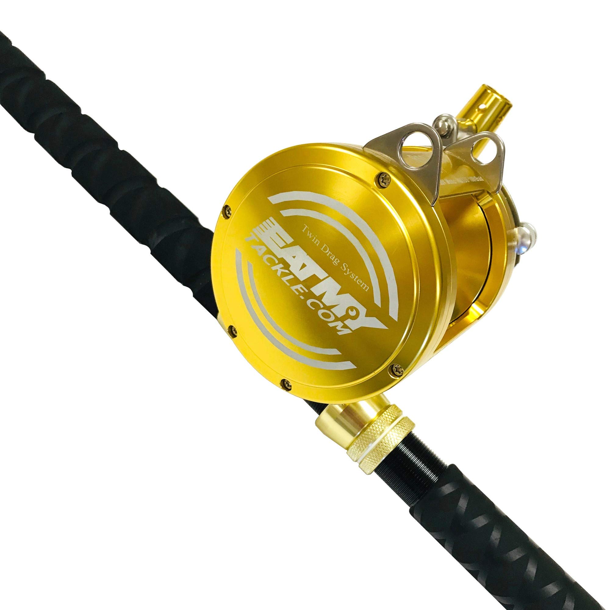 EatMyTackle 50 Wide 2 Speed Fishing Reel with 100-120 Pound Tournament Rod