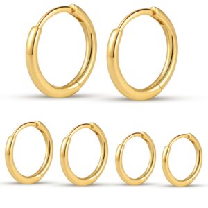 micuco small hoop earrings for women tiny cartilage hoop earrings for men helix daith tragus ear hugging hoop earrings 14k gold plated 6mm 8mm 10mm