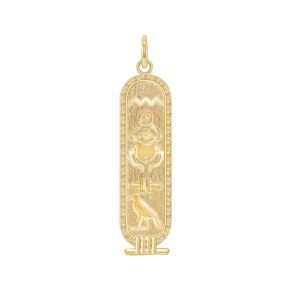 solid 14k yellow gold egyptian cartouche tablet pendant