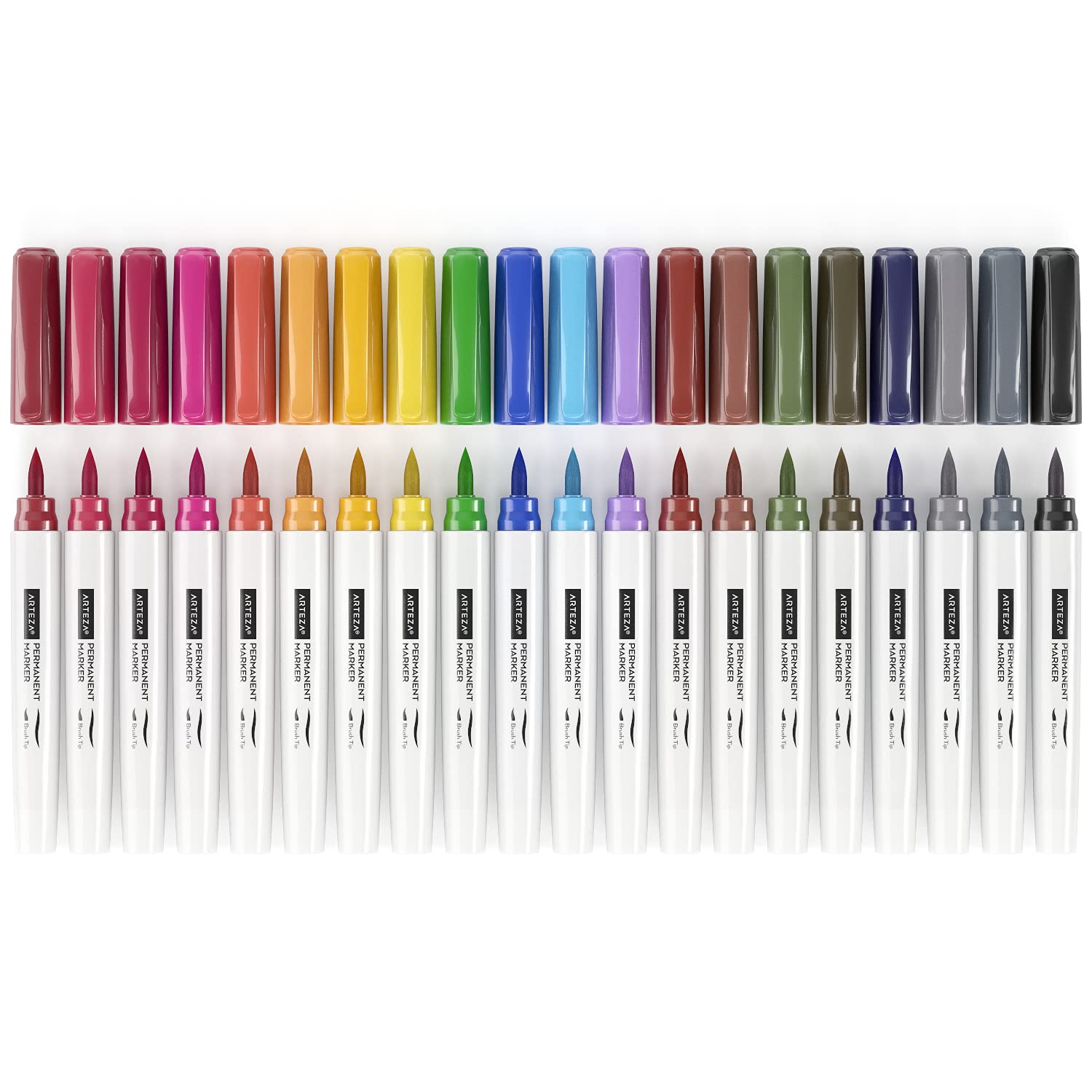 ARTEZA Colored Permanent Markers, Set of 40, Fine & Brush Tip Paint Pens