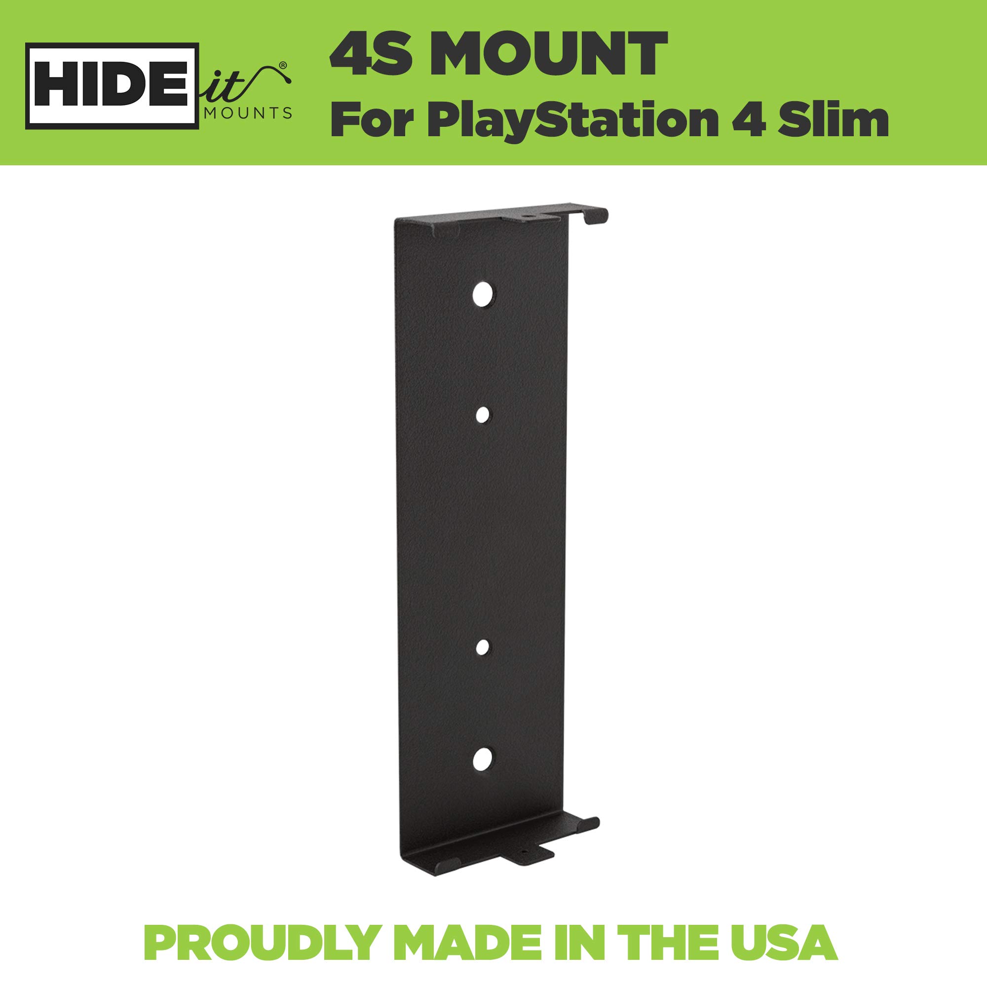 HIDEit Mounts 4S Pro Bundle, Wall Mounts for PS4 Slim and Controller, Steel Wall Mounts for PlayStation 4 Slim and One Rubber Dipped Controller Mount