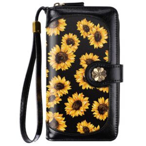 coco rossi wallets for women multi card holder wallet clutch wallet card holder organizer ladies purse with wrist strap purse,sunflower