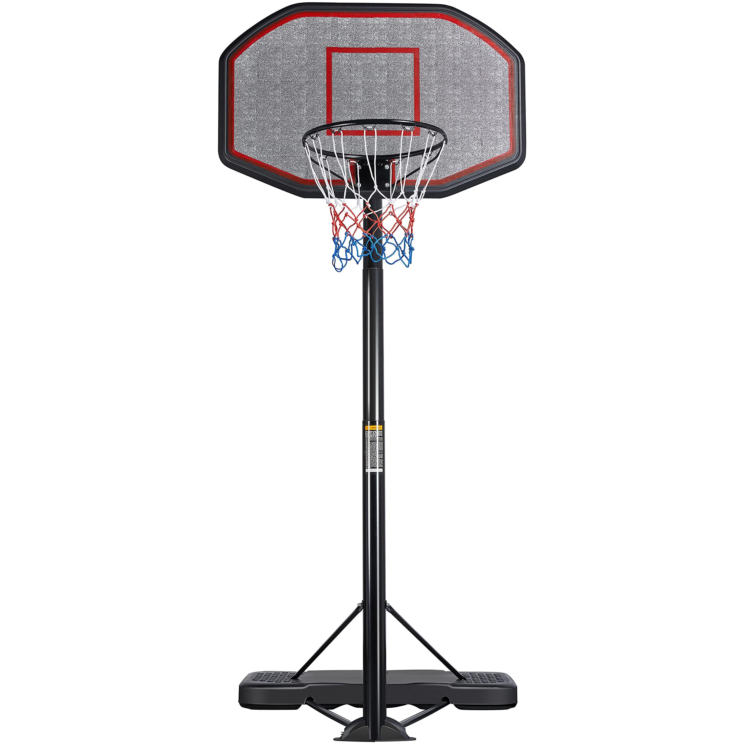 Topeakmart Youth Portable Basketball Hoop System Stand 7-10ft Height-Adjustable for Indoor Outdoor w/ 2 Wheels, Fillable Base & 43in Backboard