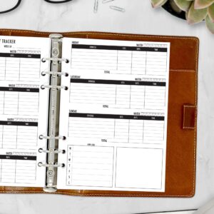 A5 Weekly Workout Tracker Planner Insert Refill, 5.83″ x 8.27″, Fits 6-Rings Binders - Filofax, LV GM, Moterm, Choice of Quantity