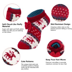 Slipper Socks for Women with Grippers Non Slip Christmas Socks Fuzzy Socks Comfy Winter Hospital Socks Warm Gray Snow 1 Pack