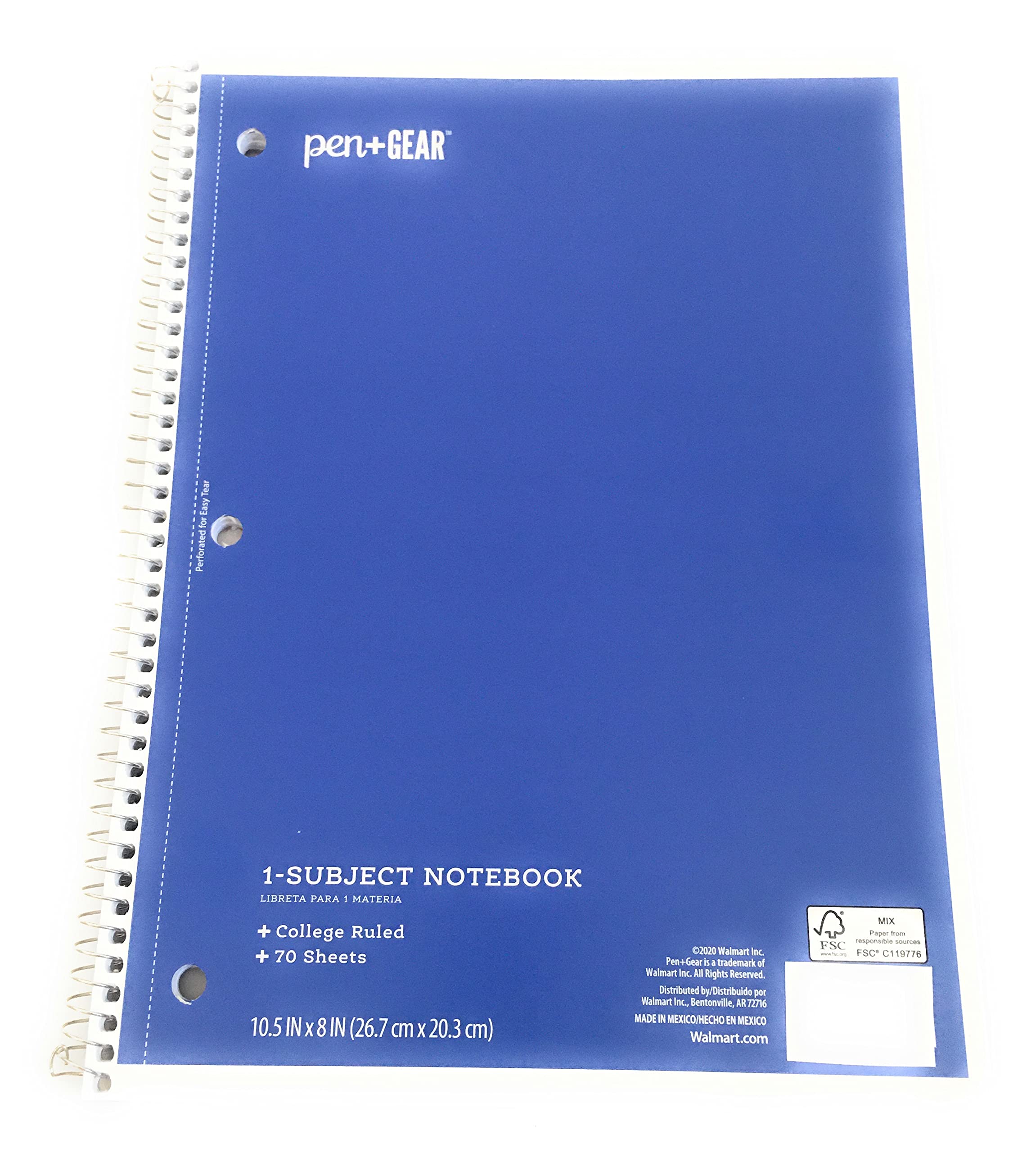 Pen + Gear 1 - Subject Spiral Notebook, College Ruled, 70 Sheets ( Yellow - Blue - Green)