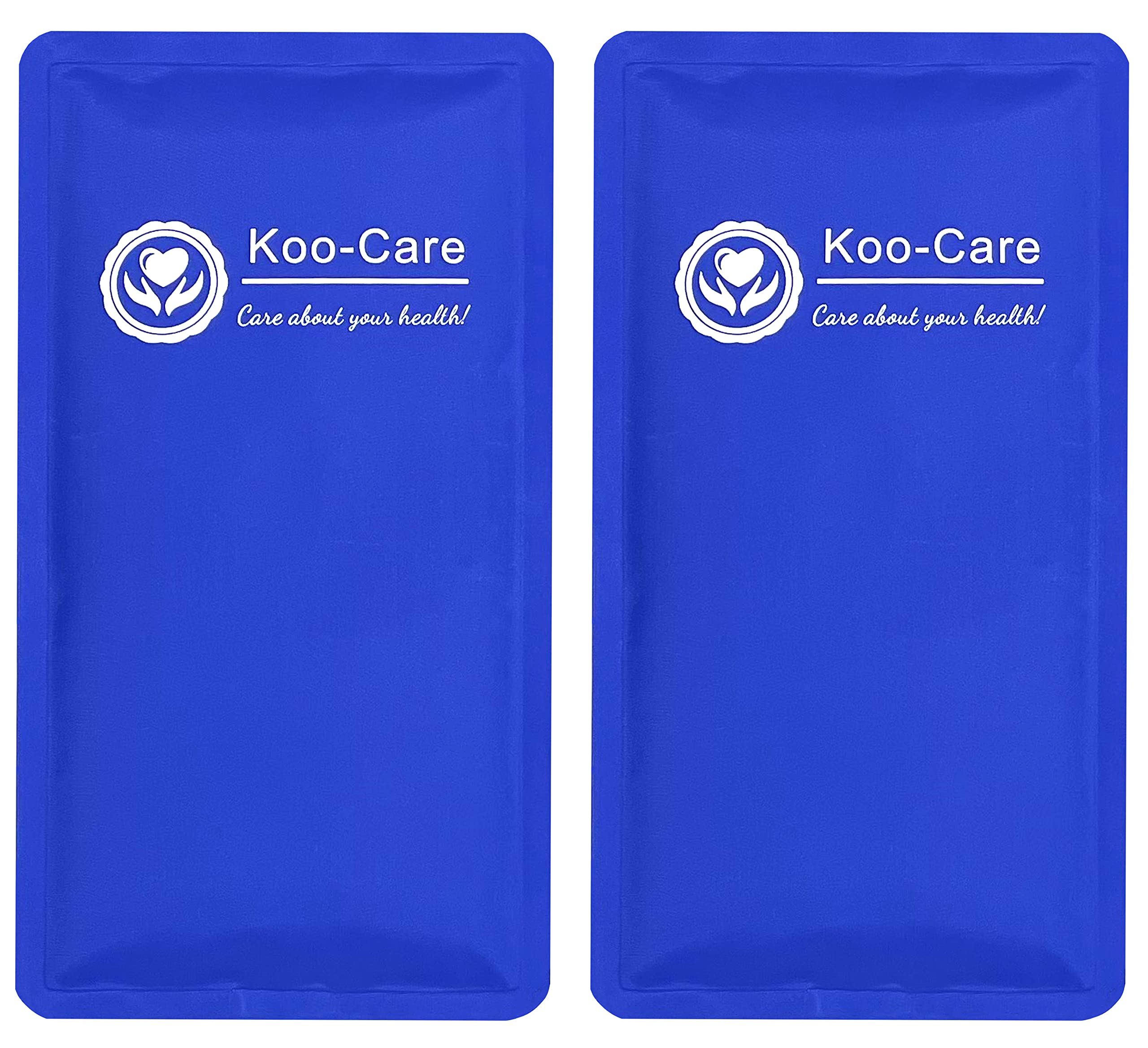 Koo-Care 2 Gel Ice Pack for Injuries Reusable Hot Cold Pack Wrap with Elastic Strap - 11" x 5.9" - Flexible Cold Compress for Head Shoulder Arm Elbow Wrist Back Knee Ankle - Pain Relief for Migraine