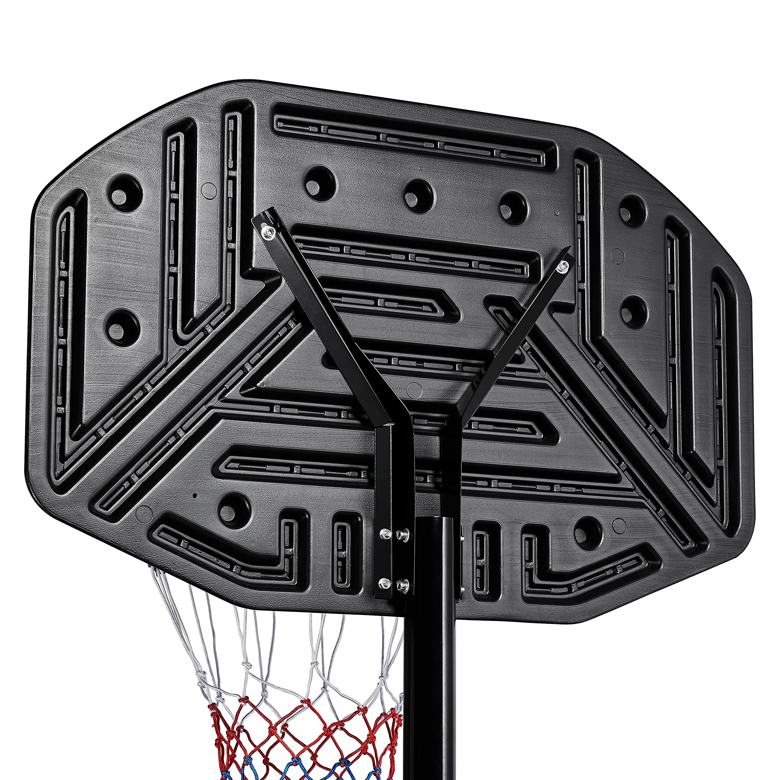 Topeakmart Youth Portable Basketball Hoop System Stand 7-10ft Height-Adjustable for Indoor Outdoor w/ 2 Wheels, Fillable Base & 43in Backboard