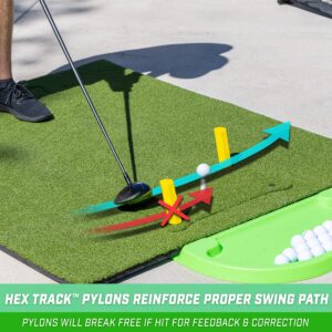 GoSports 5 ft x 4 ft PRO Golf Practice Hitting Mat, Includes 5 Interchangeable Inserts for the Ultimate At-Home Instruction, Green