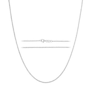 kisper silver diamond cut cable link chain necklace – thin, dainty, 925 sterling silver jewelry for women & men with lobster clasp – made in italy, 20"