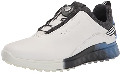 ECCO Men's S-Three BOA Gore-TEX Waterproof Hybrid Golf Shoe, White/Regatta, 12-12.5