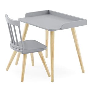 delta children essex kids' desk & chair set-greenguard gold certified-ideal for arts & crafts, snack time, studying-for ages 4 years+, grey/natural